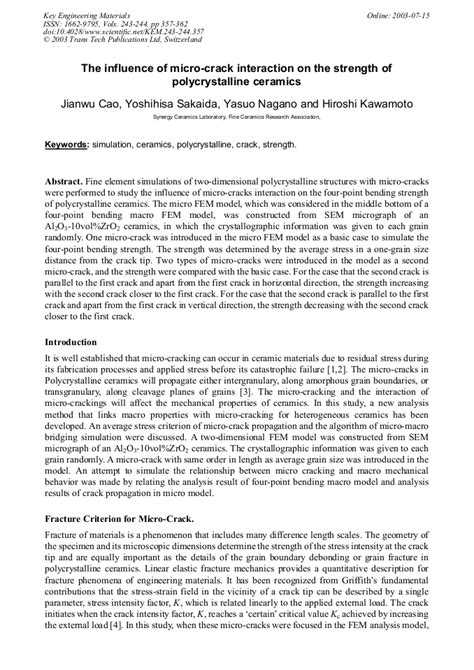 The Influence Of Micro Crack Interaction On The Strength Of Polycrystalline Ceramics