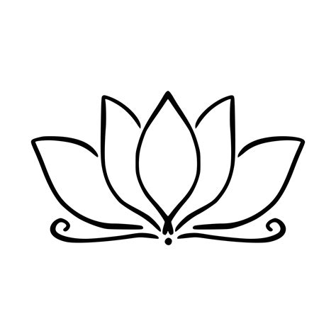 simple lotus flower line drawing outline isolated in white background