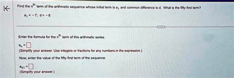 Solved Texts Find The Nth Term Of The Arithmetic Sequence Whose
