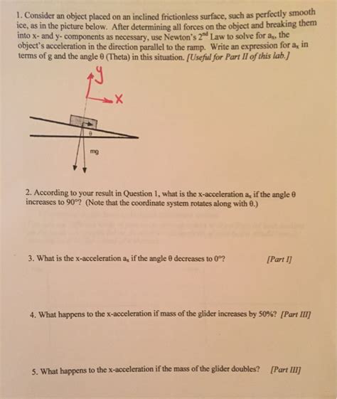 Solved Consider An Object Placed On An Inclined Frictionless Chegg