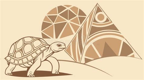 Stylized Turtle With Geometric Pyramid Shapes Vector Design Generative