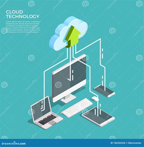 Cloud Computing Technology Isometric Poster Stock Vector Illustration Of Business Phone