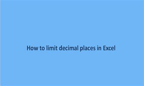 How To Limit Decimal Places In Excel Basic Excel Tutorial