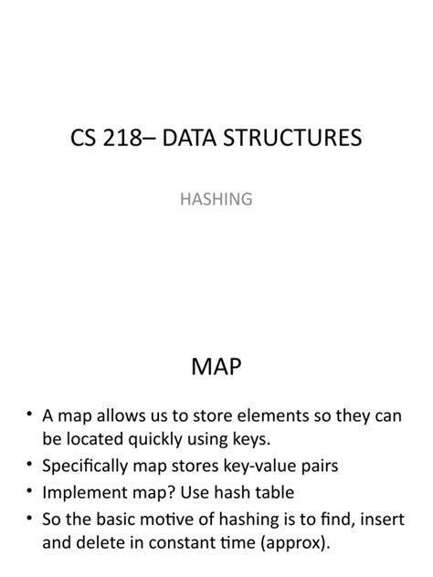 Cs 218 Data Structures Hashing Pdf Algorithms And Data Structures Computer Programming