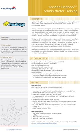 Apache Hadoop Administrator Training PDF