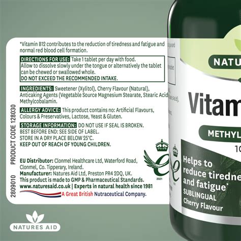 Buy Natures Aid Vitamin B12 Sublingual 1000mcg 90 Tablets Online At