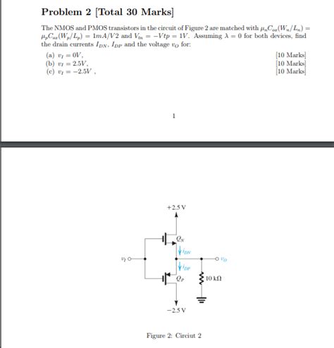 Solved Problem Total Marks The NMOS And PMOS Chegg Com