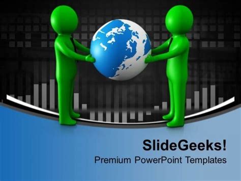Two Men Standing Around The Globe PowerPoint Templates Ppt Backgrounds For Slides