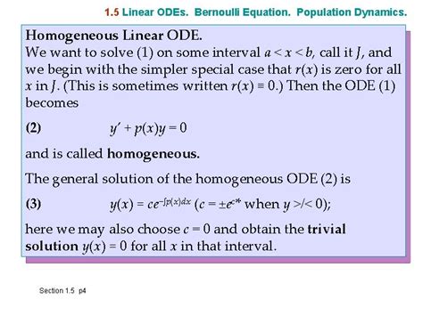 Linear ODEs Bernoulli Equation Population Dynamics
