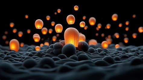 Abstract Representation Of Glowing Particles In A Dark Environment Stock Illustration