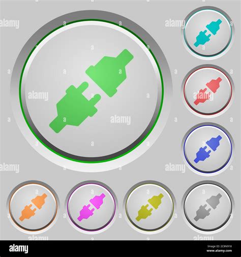 Set Of Color Power Connectors Sunk Push Buttons Stock Vector Image