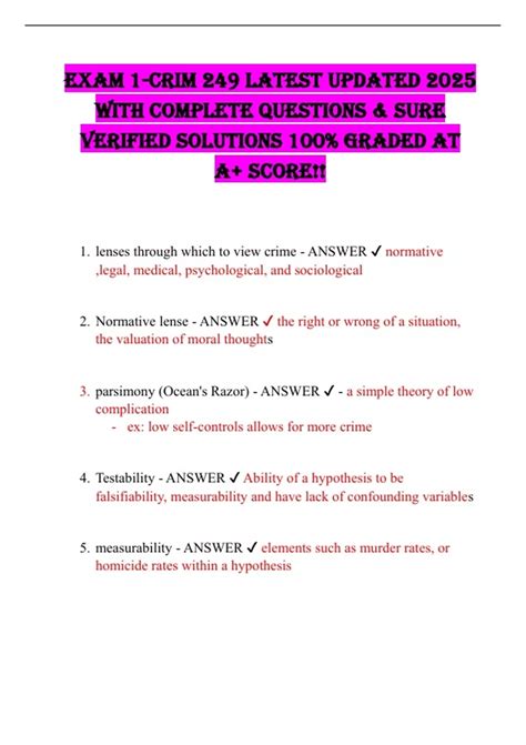 Exam 1 Crim 249 Latest Updated 2025 With Complete Questions And Sure
