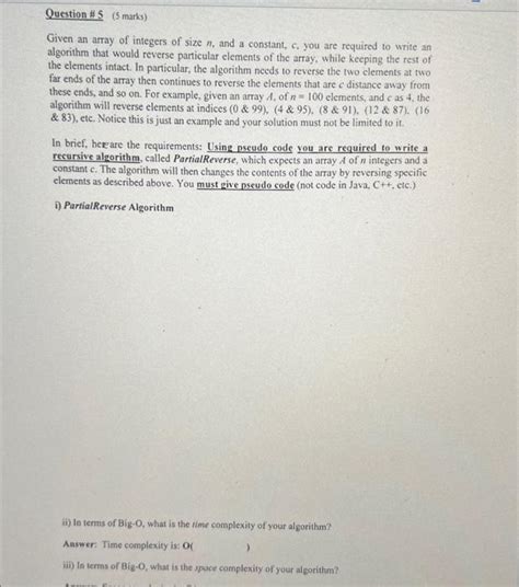 Solved Given An Array Of Integers Of Size N And A Constant