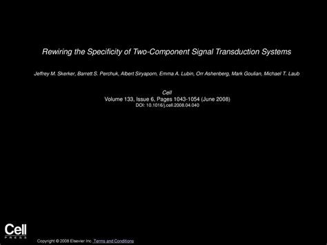 Rewiring The Specificity Of Two Component Signal Transduction Systems