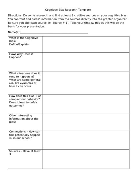 Cogntive Bias Research Template Pdf
