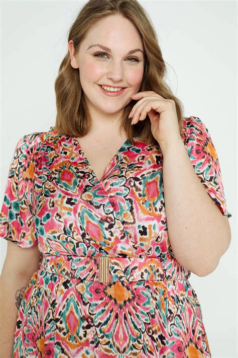 Paprika Jurk Met All Over Print Roze Blauw Oranje Wehkamp