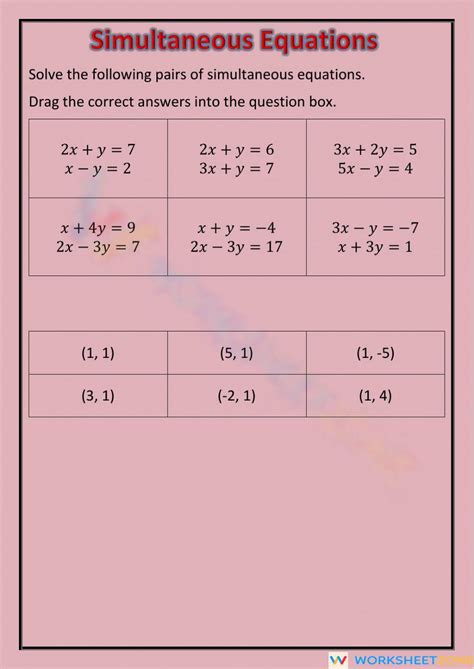 National 5 Simultaneous Equations Worksheet