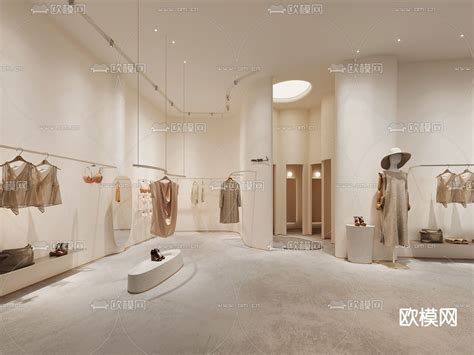 奶油风女装服饰店 服装店su模型下载id12243101sketchup模型下载 欧模网