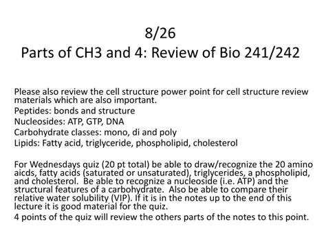 Parts Of CH And Review Of Bio Ppt Download