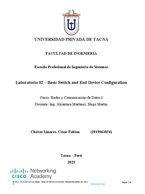 Lab 2 Basic Switch And End Device Configuration Pdf Arquitectura De Internet Ciencias