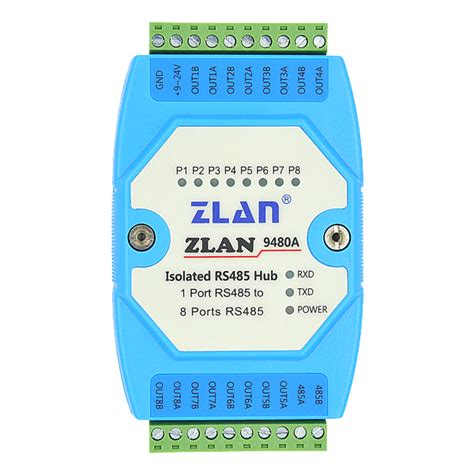 ZLAN9480A Хаб RS 485 интерфейса на 8 портов Концентратор 8 канальный RS485 HUB 8P