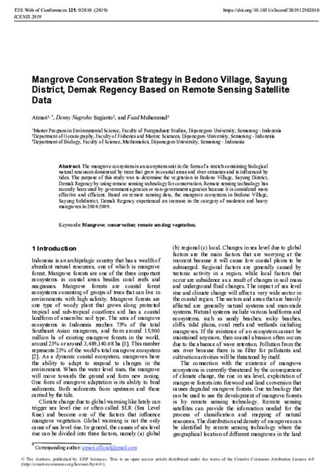 Pdf Mangrove Conservation Strategy In Bedono Village Sayung District Demak Regency Based On
