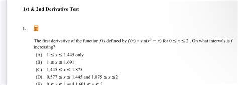 Solved 1st And 2nd Derivative Testthe First Derivative Of The