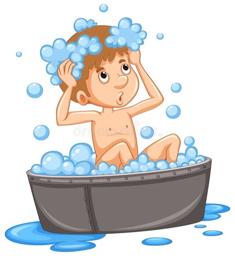 Enfant Prenant Le Bain Dans La Salle De Bains Illustration De Vecteur