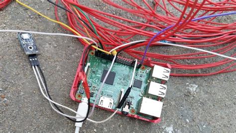 View Of The DHT 11 Sensor Soldered With Raspberry Pi3 Microcontroller