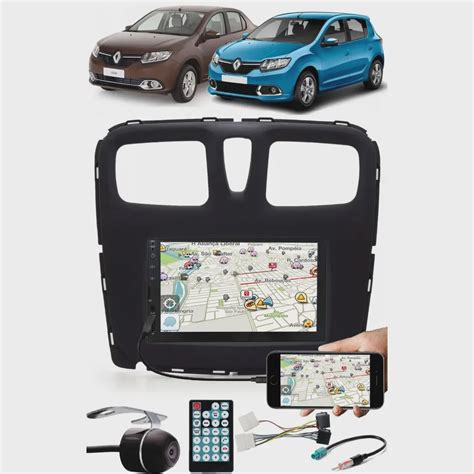 Multimídia Renault Logan Sandero 2015 à 2020 Espelhamento Bluetooth Usb Sd Card Moldura