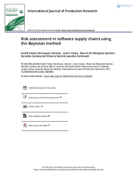 Pdf Risk Assessment In Software Supply Chains Using The Bayesian Method