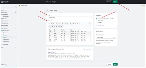 How To Add A Size Chart Popup In Shopify Prp Webs