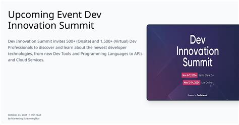 Upcoming Event Dev Innovation Summit Screamingbox