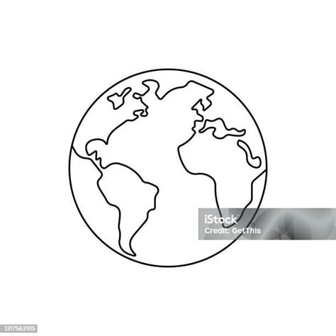 지구 월드 글로브 웹 페이지 또는 브라우저 템플릿 블랙 라인 아이콘 트렌디 한 평면 고립 된 기호 기호 일러스트 레이션 윤곽 로고 모바일 응용 프로그램 디자인 웹 개발 Ui
