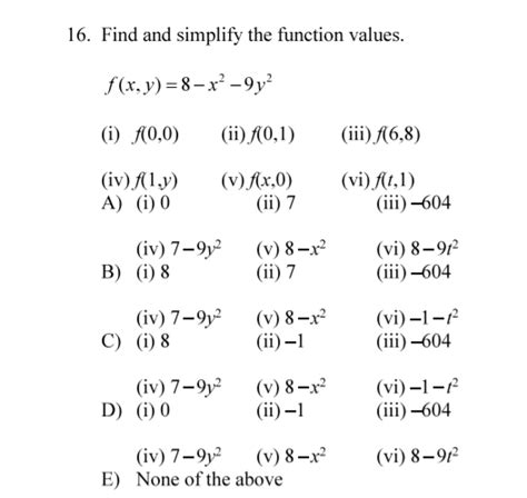 solved 16 find and simplify the function values f x