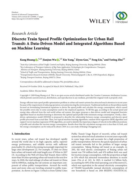 Pdf Discrete Train Speed Profile Optimization For Urban Rail Transit