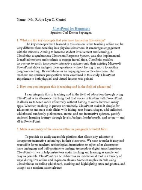 Classpoint For Beginners Pdf Educational Technology Learning