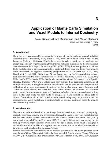 Pdf Application Of Monte Carlo Simulation And Voxel Models To