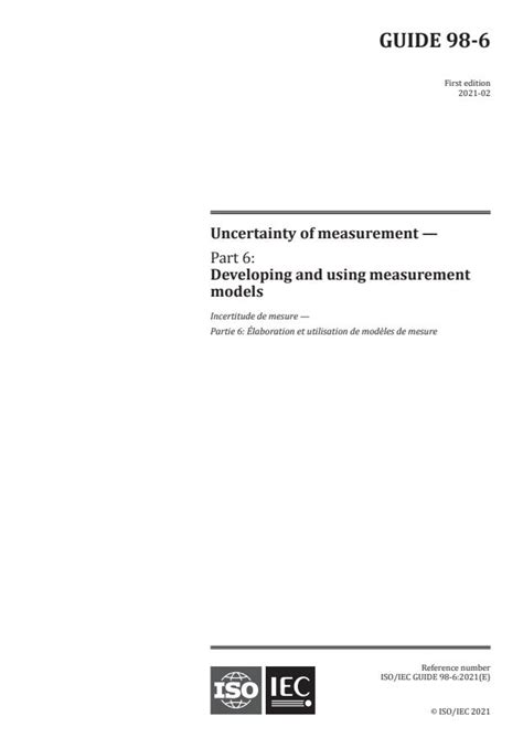 ISO IEC Guide 98 6 2021 Uncertainty Of Measurement Part 6 Developing And Using Measurement