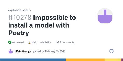 Impossible To Install A Model With Poetry · Explosion Spacy
