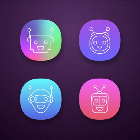 chatbots app icons set ui ux user interface talkbots laughing virtual assistants