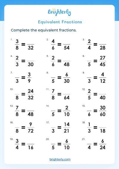 Free Equivalent Fractions Worksheets With Answers Worksheets Library