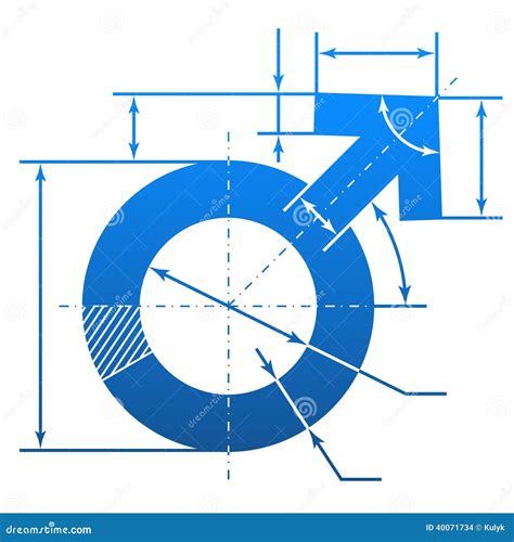 Male Symbol With Dimension Lines Stock Vector Illustration Of Development Line 40071734