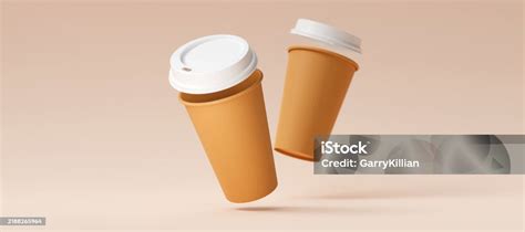 미니멀리스트 공예 빈 종이 커피 컵 베이지 색 배경 테이크 아웃 종이 커피 컵 3d 렌더링 그림 0명에 대한 스톡 사진 및 기타 이미지 Istock