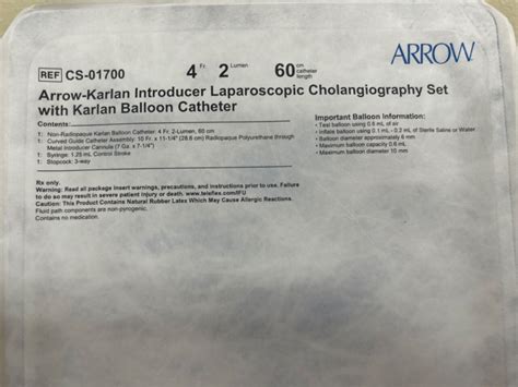 New Arrow Cs 01700 Arrow Karlan Introducer Laparoscopic Cholangiography