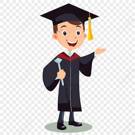 Estudiante Graduado De Dibujos Animados Con Su Toga Y Birrete De