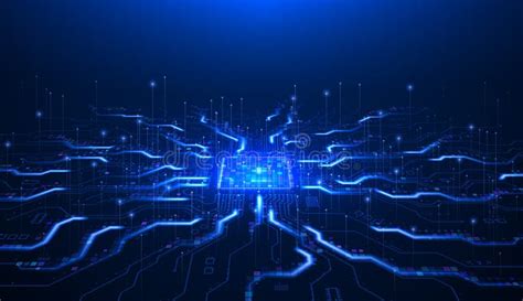 Abstract Technology Chip Processor Blue Technology Background Circuit Board And Html Code 3d