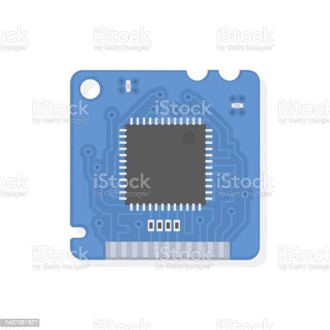 파란 전자 마이크로 회로 마이크로프로세서 및 컴퓨터 칩 아이콘입니다 Сomputer 구성 요소 중앙 처리 장치 Cpu 벡터 일러스트 레이 션 평면 스타일 Cpu에 대한 스톡