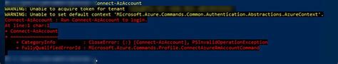 Unable To Acquire Token For Tenant Azure Powershell