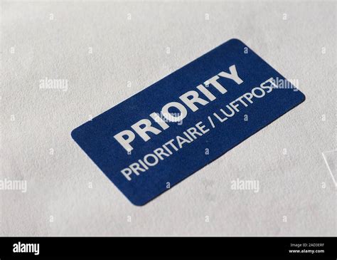 Priority Mail Label Stock Photo Alamy